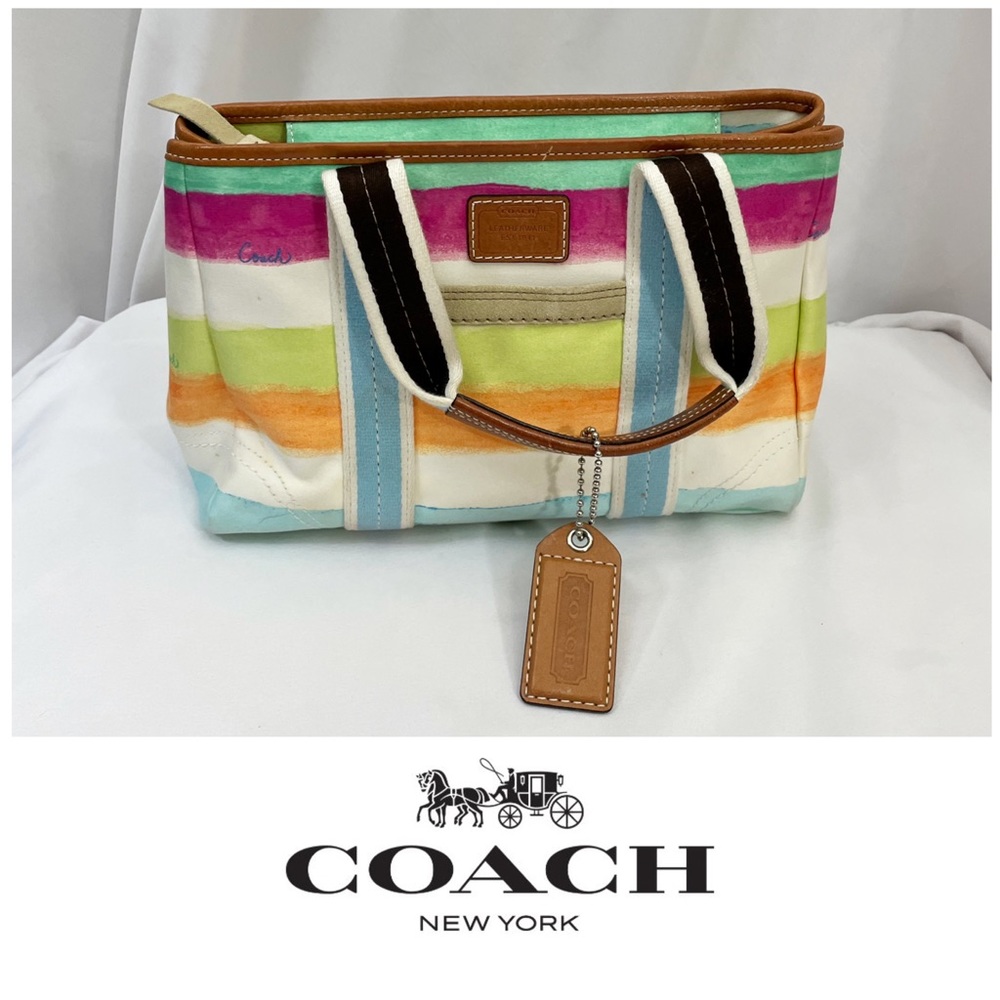 Coach Multi-Colored Canvas & Leather Handbag - Gem